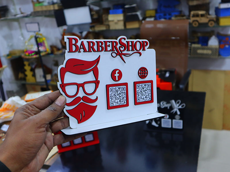 Laser Cut Barber Shop QR Code Stand for Scan to Pay or Social Media ...