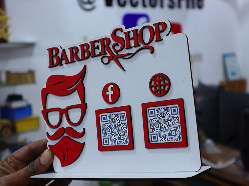 Laser Cut Barber Shop QR Code Stand for Scan to Pay or Social Media ...