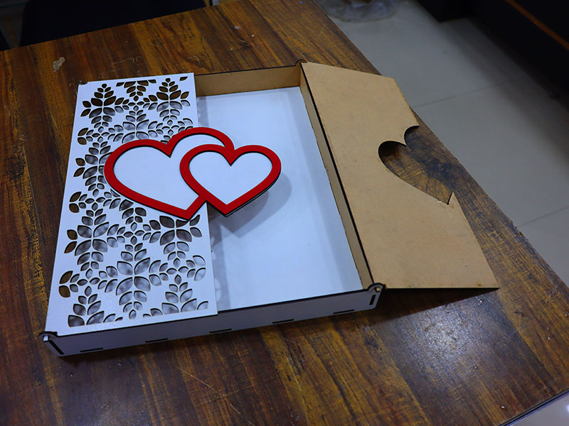 Laser Cut Decorative Gift Box with Heart Design Customizable Keepsake ...