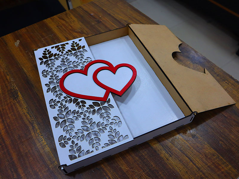 Laser Cut Decorative Gift Box with Heart Design Customizable Keepsake ...