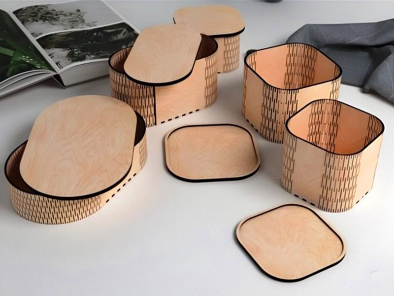 Laser Cut Wooden Organizer with Lid Storage Boxes Set | Vectors File