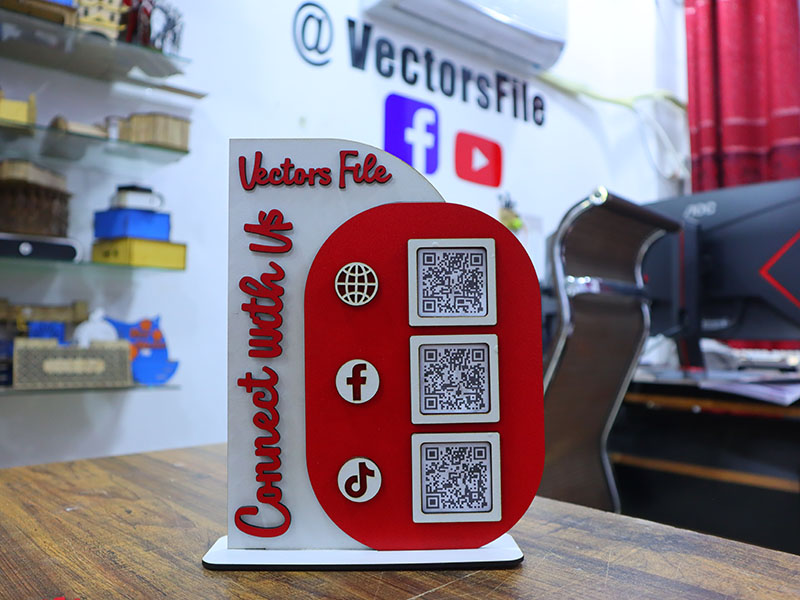 Laser Cut Custom QR Code Stand Scan to Pay and Connect With Us Table ...