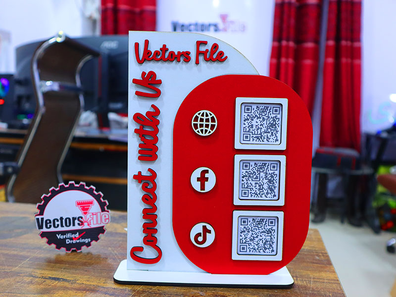 Laser Cut Custom QR Code Stand Scan to Pay and Connect With Us Table ...