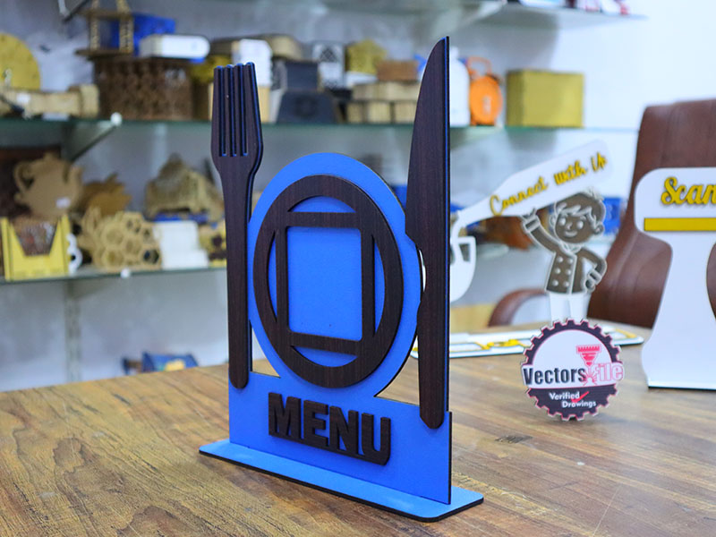 Laser Cut Restaurant QR Code Menu Display Stand with Fork and Knife ...