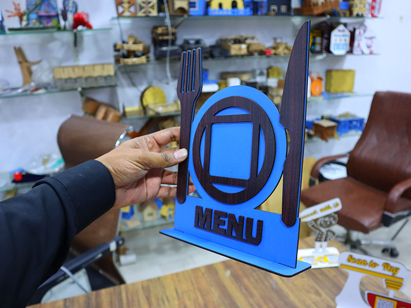 Laser Cut Restaurant QR Code Menu Display Stand with Fork and Knife ...