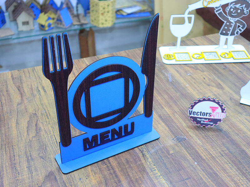 Laser Cut Restaurant QR Code Menu Display Stand with Fork and Knife ...