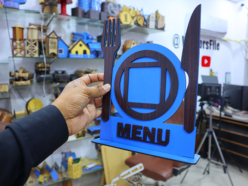 Laser Cut Restaurant QR Code Menu Display Stand with Fork and Knife ...