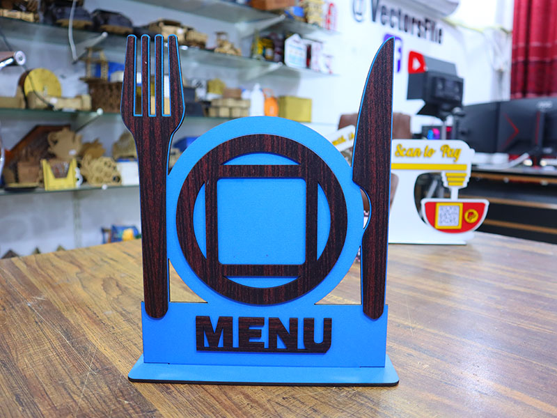 Laser Cut Restaurant QR Code Menu Display Stand with Fork and Knife ...
