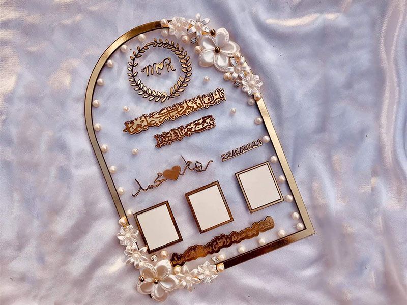 Laser Cut Acrylic Nikah Thumb Frame Personalized Marriage Plaque ...