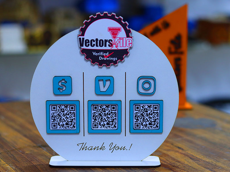 Laser Cut Multi Customizable QR Code Stand for Payments Social Media ...