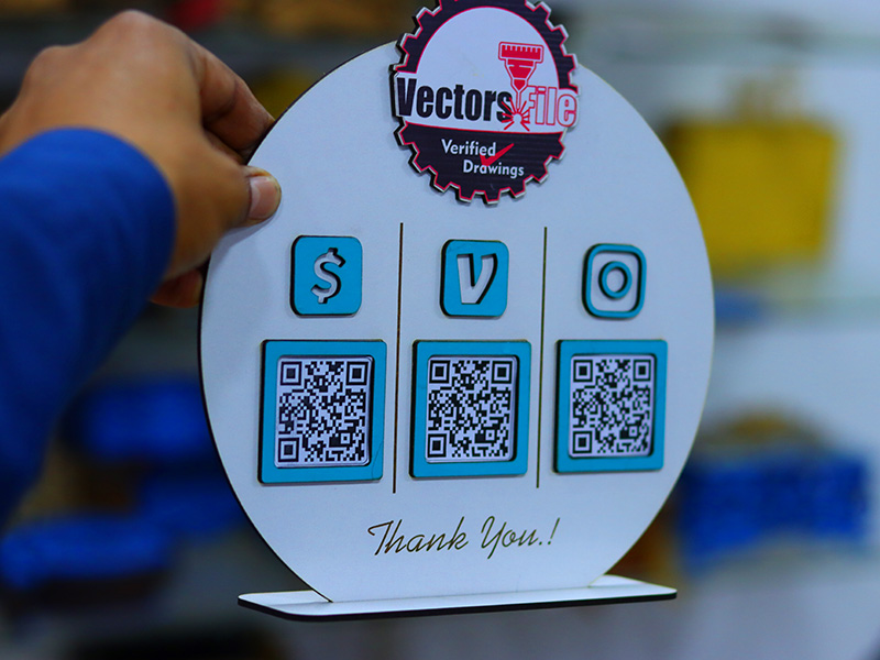 Laser Cut Multi Customizable QR Code Stand for Payments Social Media ...