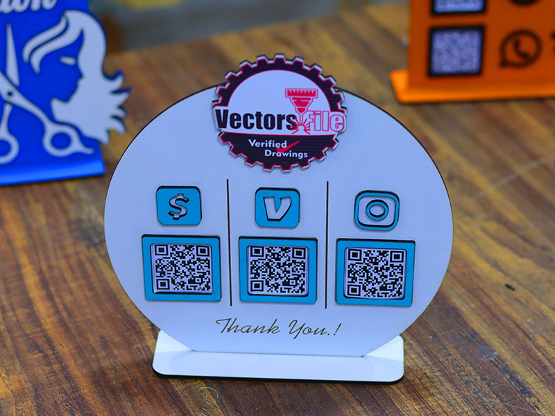 Laser Cut Multi Customizable QR Code Stand for Payments Social Media ...