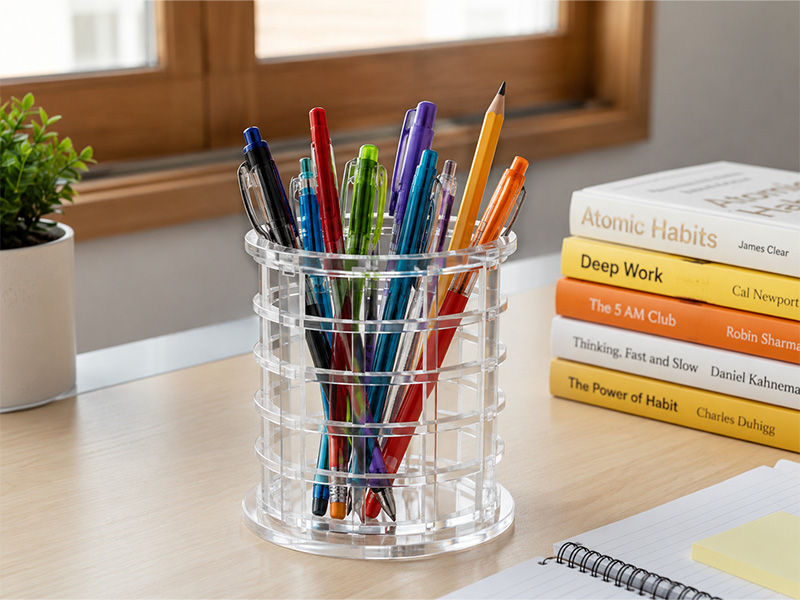 Laser Cut Acrylic Pen and Pencil Holder Modern Desk Organizer Design ...