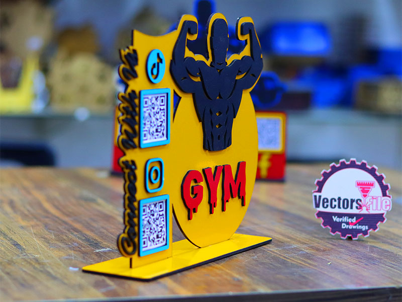 GYM QR Code Stand for Social Media and Payments Laser Cut Bodybuilding ...