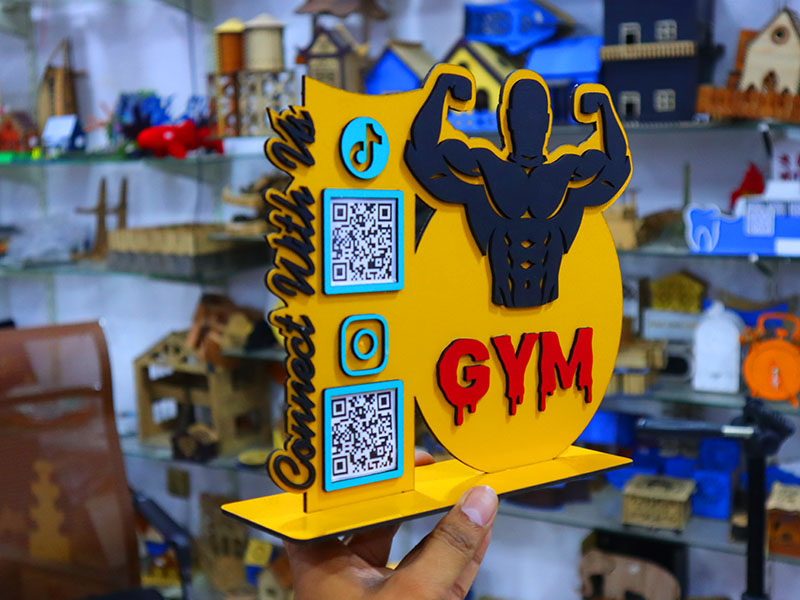 GYM QR Code Stand for Social Media and Payments Laser Cut Bodybuilding ...