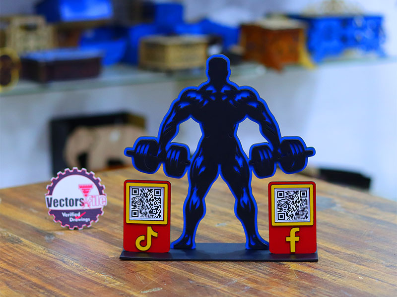 Laser Cut Bodybuilding GYM Social Media and Payment QR Code Stand ...