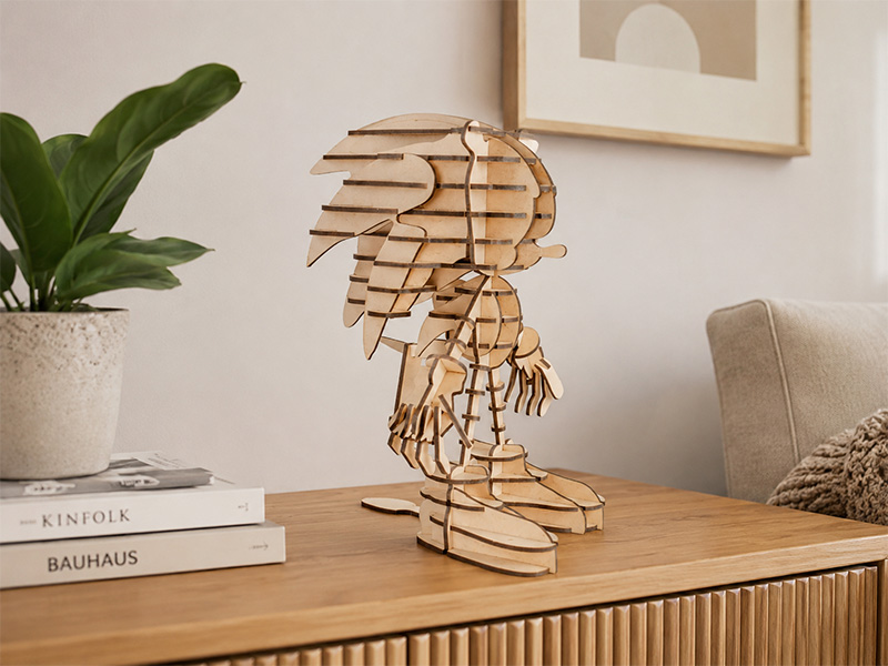 Laser Cut Wooden Sonic 3D Puzzle Model Kit DIY Display Figure | Vectors ...