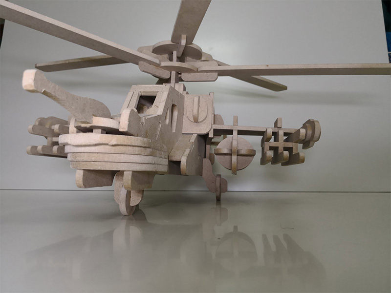 Laser Cut Wooden Puzzle 3D Black Shark Helicopter Model Kit | Vectors File
