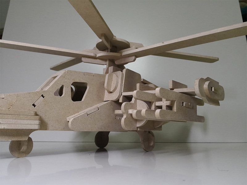 Laser Cut Wooden Puzzle 3D Black Shark Helicopter Model Kit | Vectors File