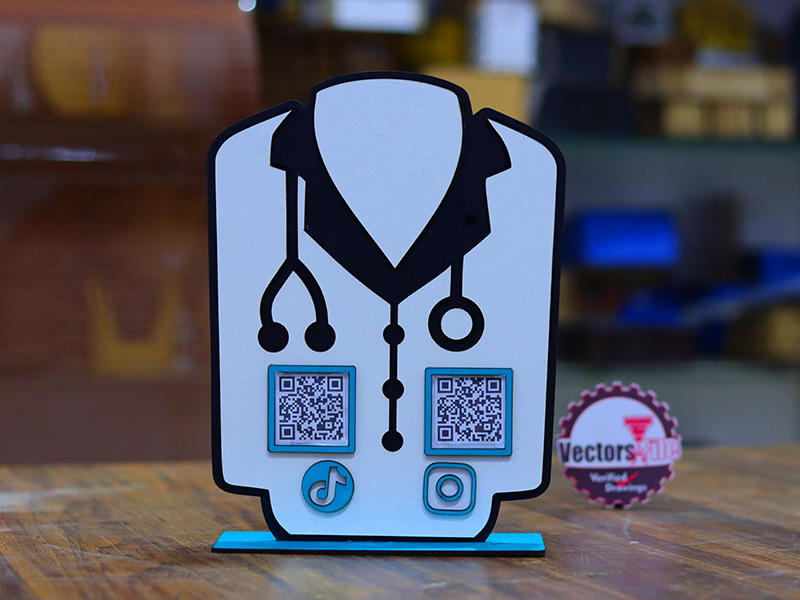 Laser Cut Doctor QR Code Stand Acrylic Social Media and Scan to Pay ...