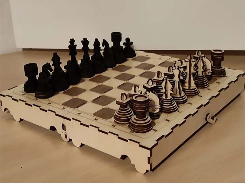 Laser Cut Chess Pieces Template With Folding Chess Board Vector File