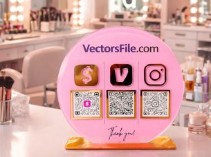 Laser Cut Social Media QR Code Sign Acrylic Stand | Vectors File